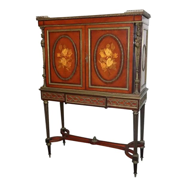 French Figural Bronze Mounted Collectors Cabinet Vitrine Manner Adam ...
