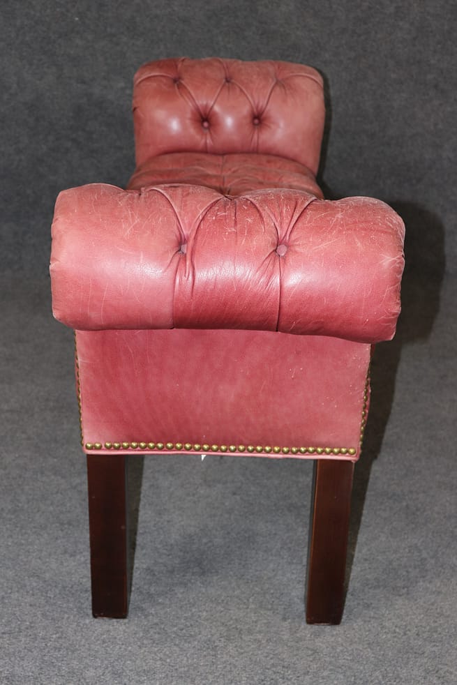 Leather Rolled Arm Tufted Chesterfield Style Mahogany Chippendale ...