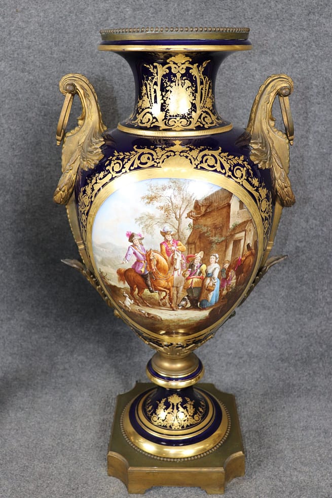 Rare Pair of Palatial Sevres 1900s Era Sevres Figural Painted Urns ...