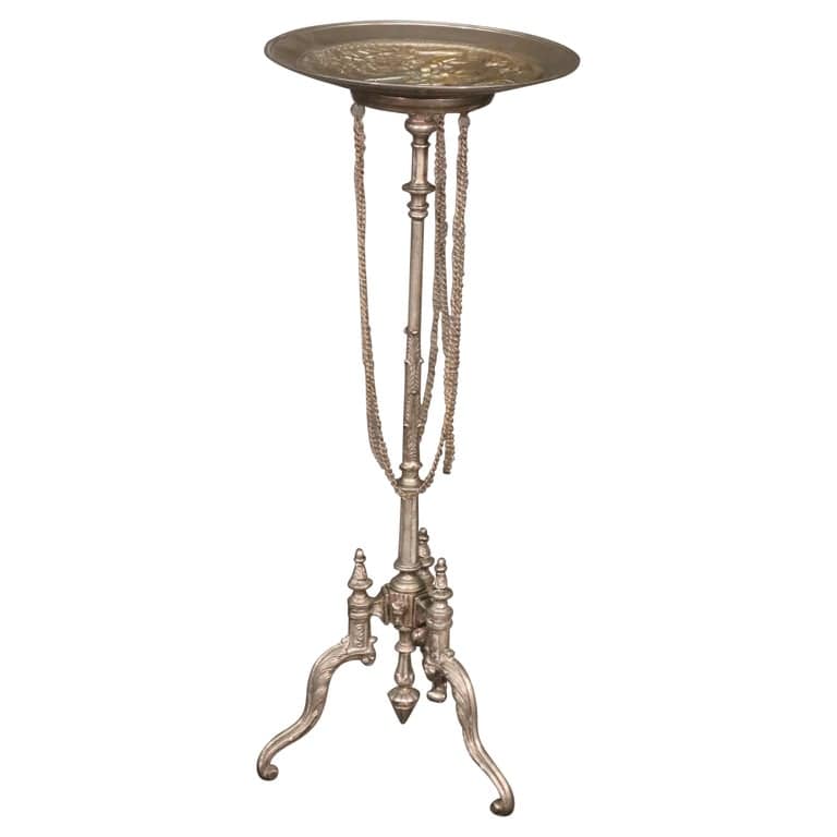 Brass and Bronze Antique Figural Repousse Calling Card Table - Vintage ...
