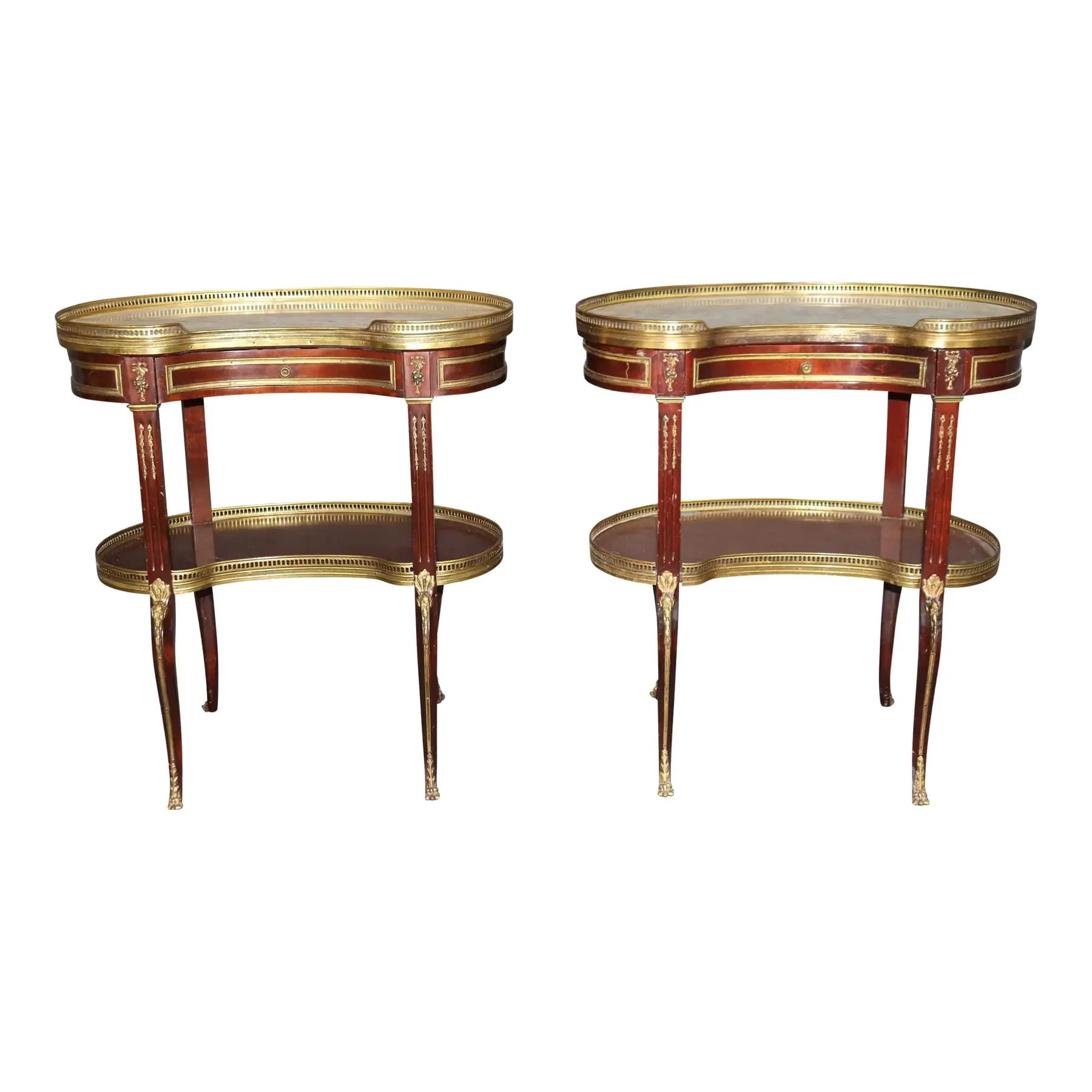 Francoise Linke Attributed Marble Top Louis XV Bronze Mounted End ...