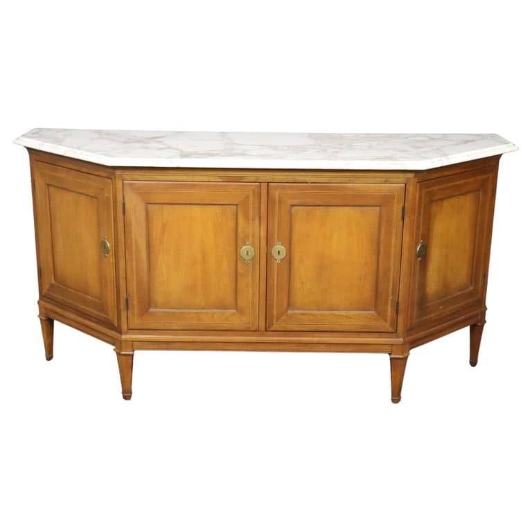 Baker French Directoire Style Walnut and Marble Top Canted Corners ...