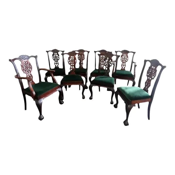 Set of 8 Finely Carved Solid Mahogany Georgian Style Dining Chairs ...
