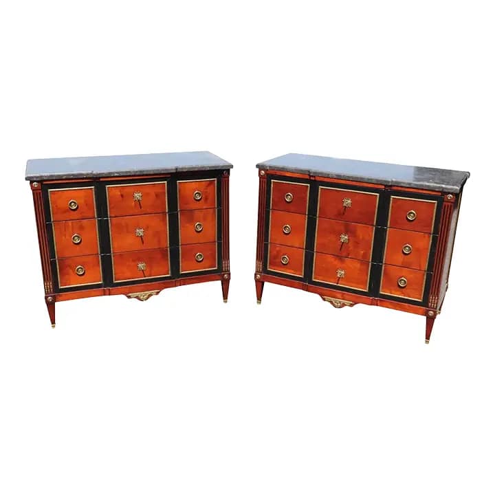 Hand-Made Custom French Bronze Mounted Cherry and Ebonized Commodes - A ...